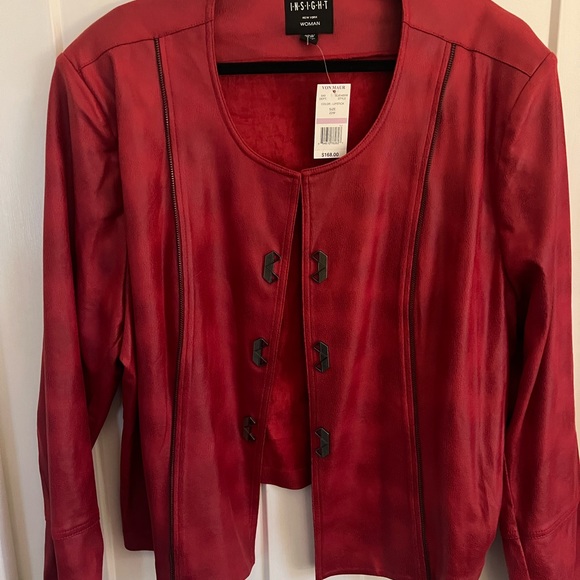 Insight | Jackets & Coats | Red Leather Looking Bomber Jacket | Poshmark